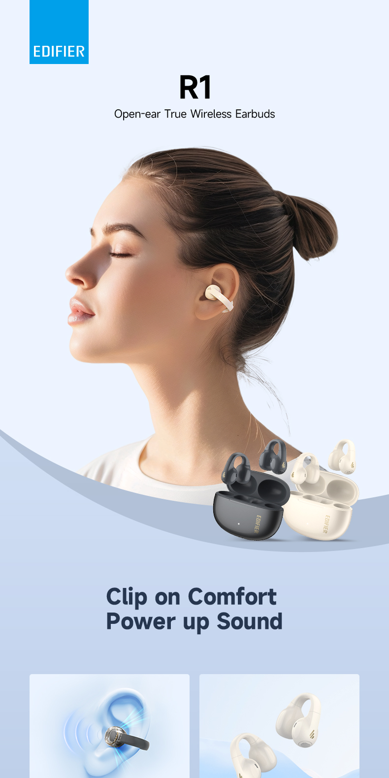 EDIFIER R1 Bluetooth Open-ear True Wireless Earbuds Dynamic Driver ...
