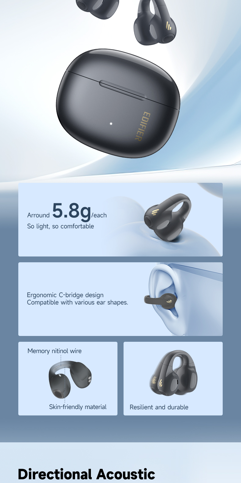 EDIFIER R1 Bluetooth Open-ear True Wireless Earbuds Dynamic Driver ...