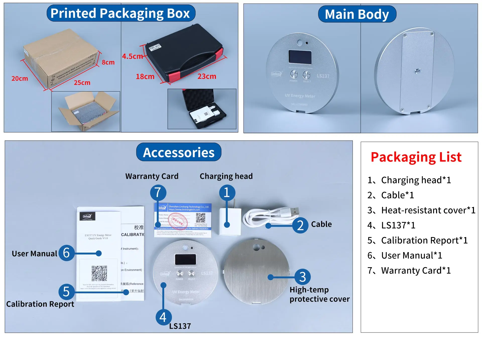 Linshang LS137 Uv Energy Meter Radiometer UVA LED Light Sources LS137 Measure Energy, Power and ...