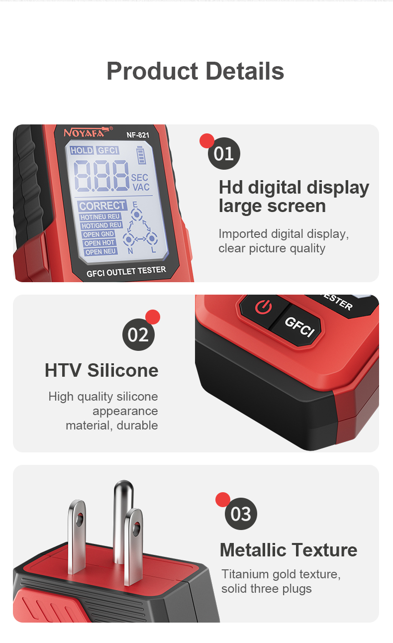 NOYAFA Digital Smart Socket Tester Voltage Test GFCI Plug Detector US ...