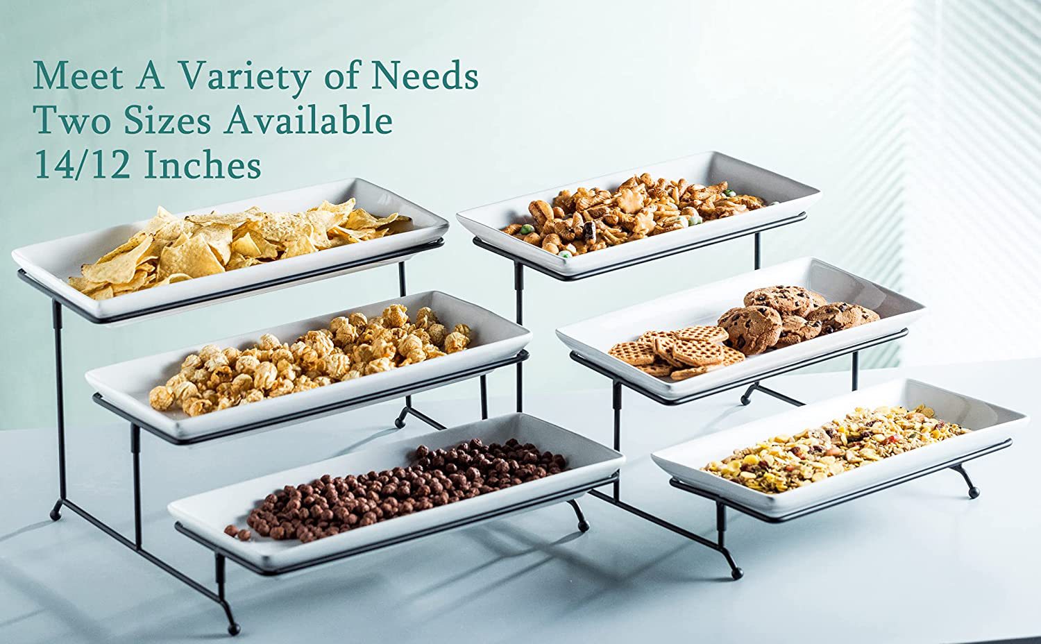 3-Tier Rectangular Serving Platter Serving Plate Set with Rack Cupcake ...