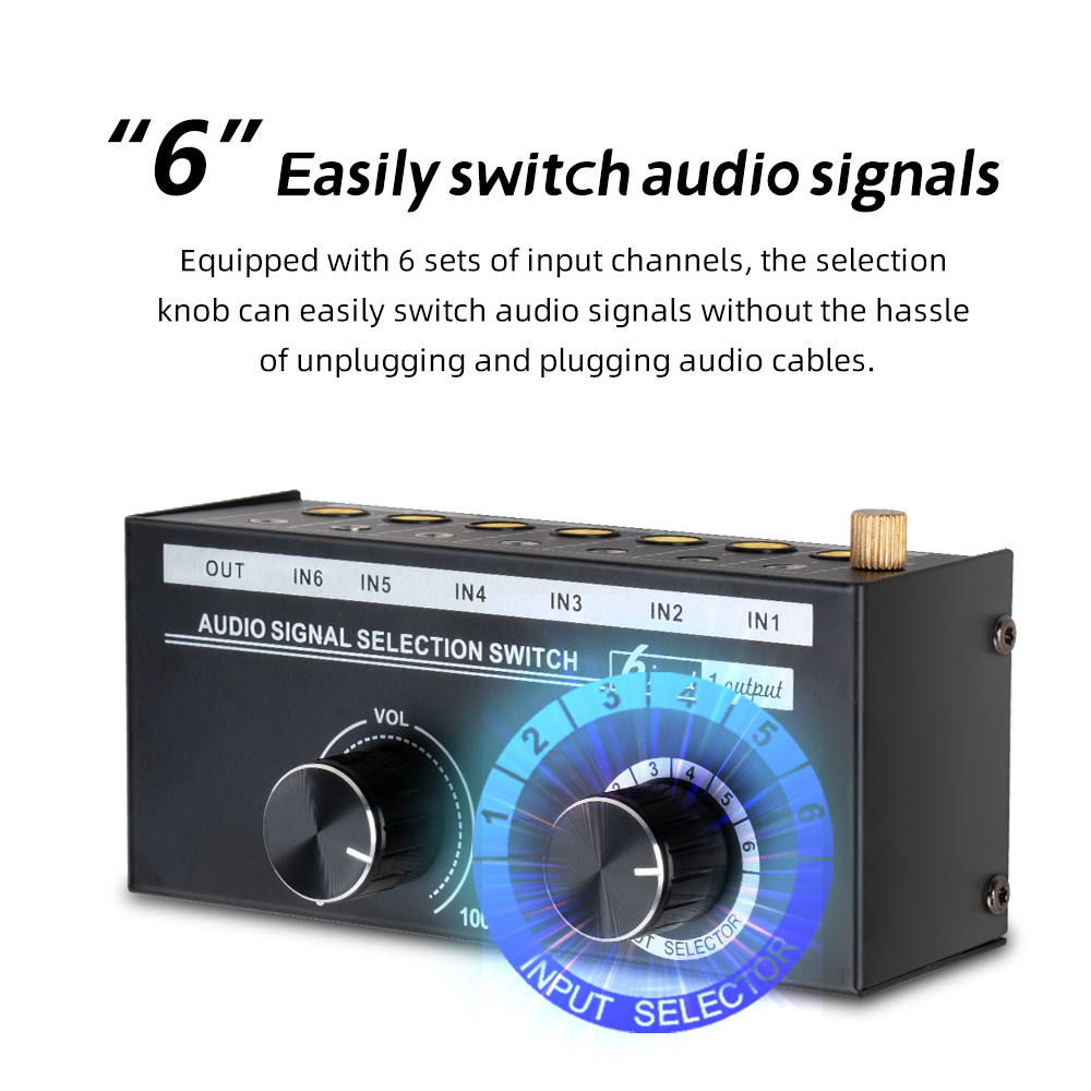 6-CH,Audio signalswitcher With volume adjustment 6 in 1 out Lossless ...