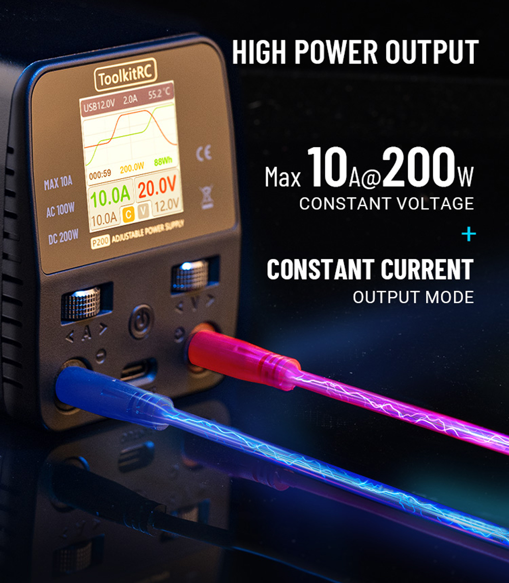 ToolkitRC P200 V2 AC100W DC200W 65W Mini Desktop Fast Charger IPS LCD ...