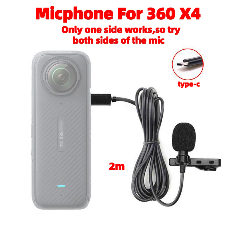Mic For insta360 x3 x2 X4 Lapel type-c microphone for one x3 / one x2 ...