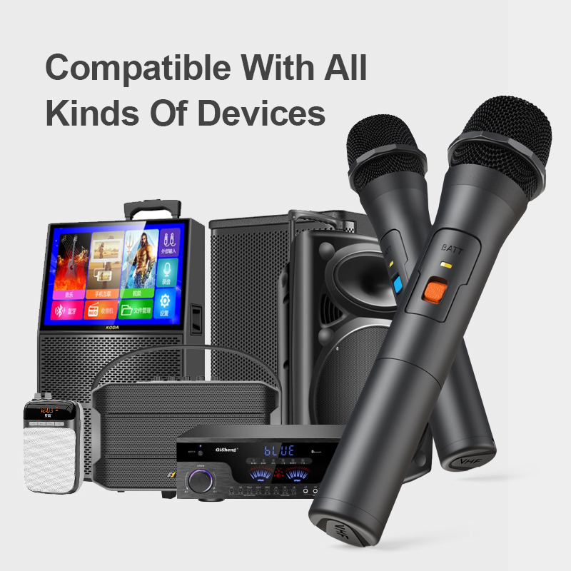 VHF Wireless Microphone System Kits USB Receiver Handheld Karaoke ...