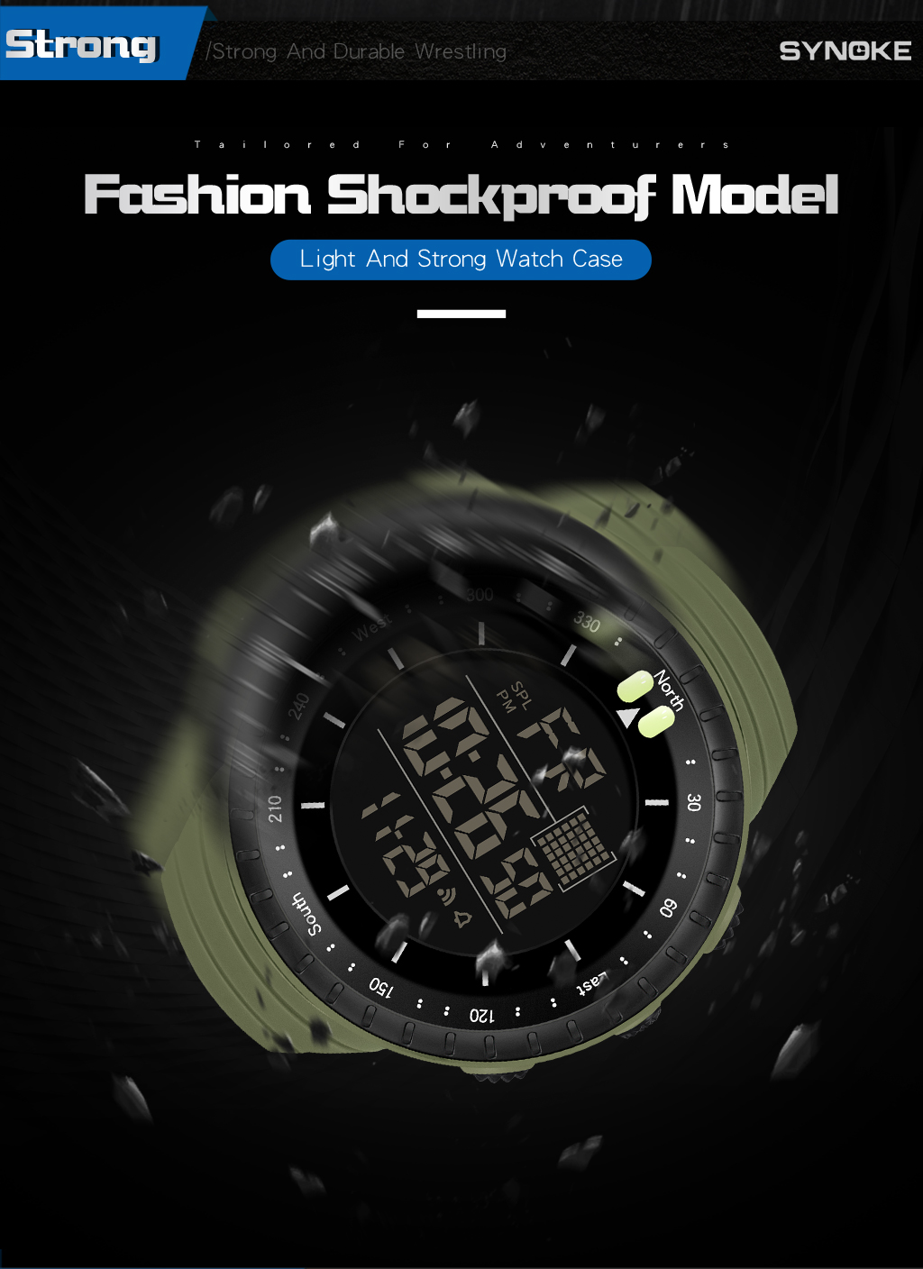 SYNOKE Men's Outdoor Sports Watch - Large Screen, Luminous Features ...