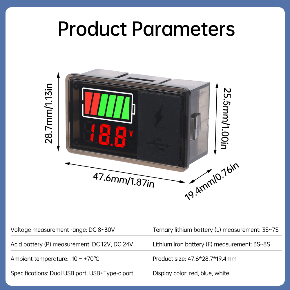 Pcbfun DC Digital Display Battery Voltage Indicator for Li-ion battery ...