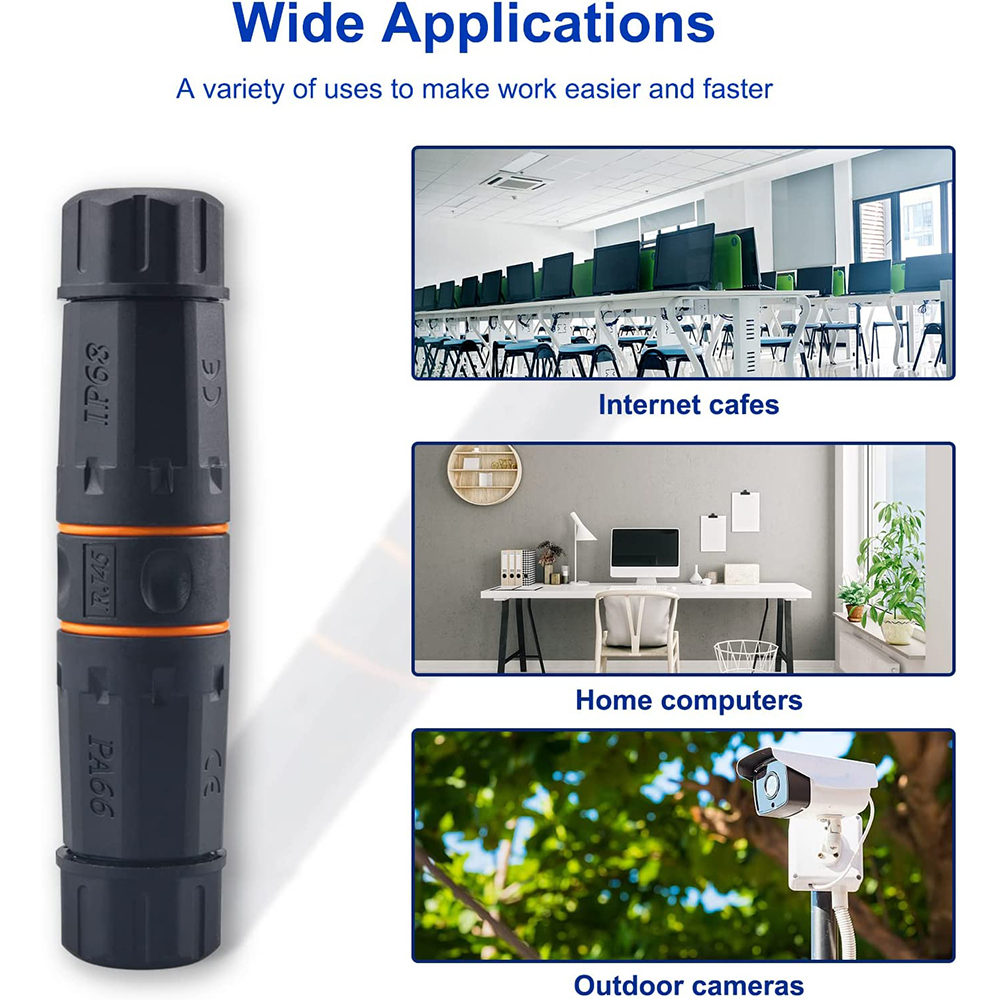HOOLNX IP68 Waterproof RJ45 Coupler, Shielded CAT5E/CAT6/CAT6A Ethernet Cable Connector Network ...