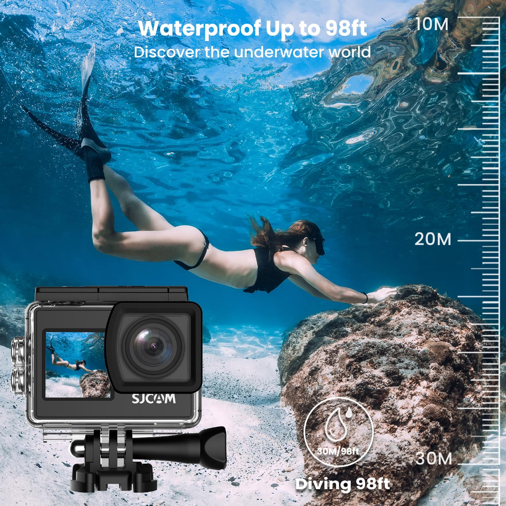 SJCAM SJ4000 Action Camera Dual Screen Air 4K Ultra HD Underwater Camera 30 Meters Waterproof ...