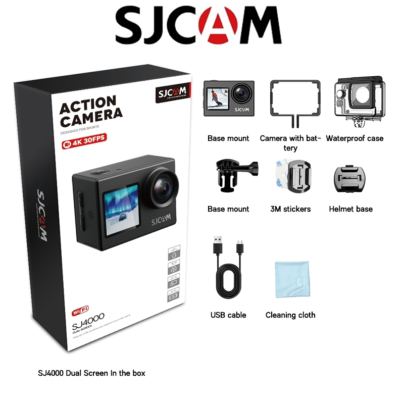 SJCAM SJ4000 Action Camera Dual Screen Air 4K Ultra HD Underwater Camera 30 Meters Waterproof ...