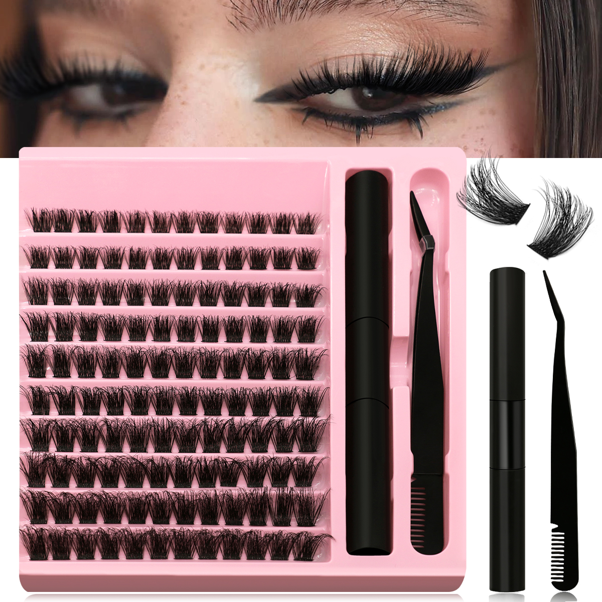 Lash Clusters Kit DIY Lash Extension Kit 8-16mm Cluster with Lash Bond ...
