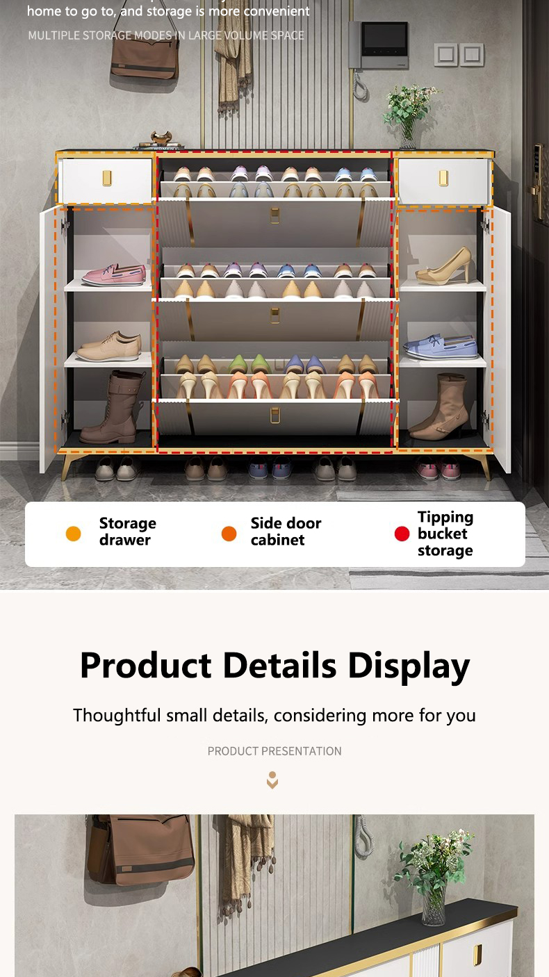 Shoe Rack Organizer Wooden Flip ShoeCabinet Ultrathin ShoeOrganizer ...