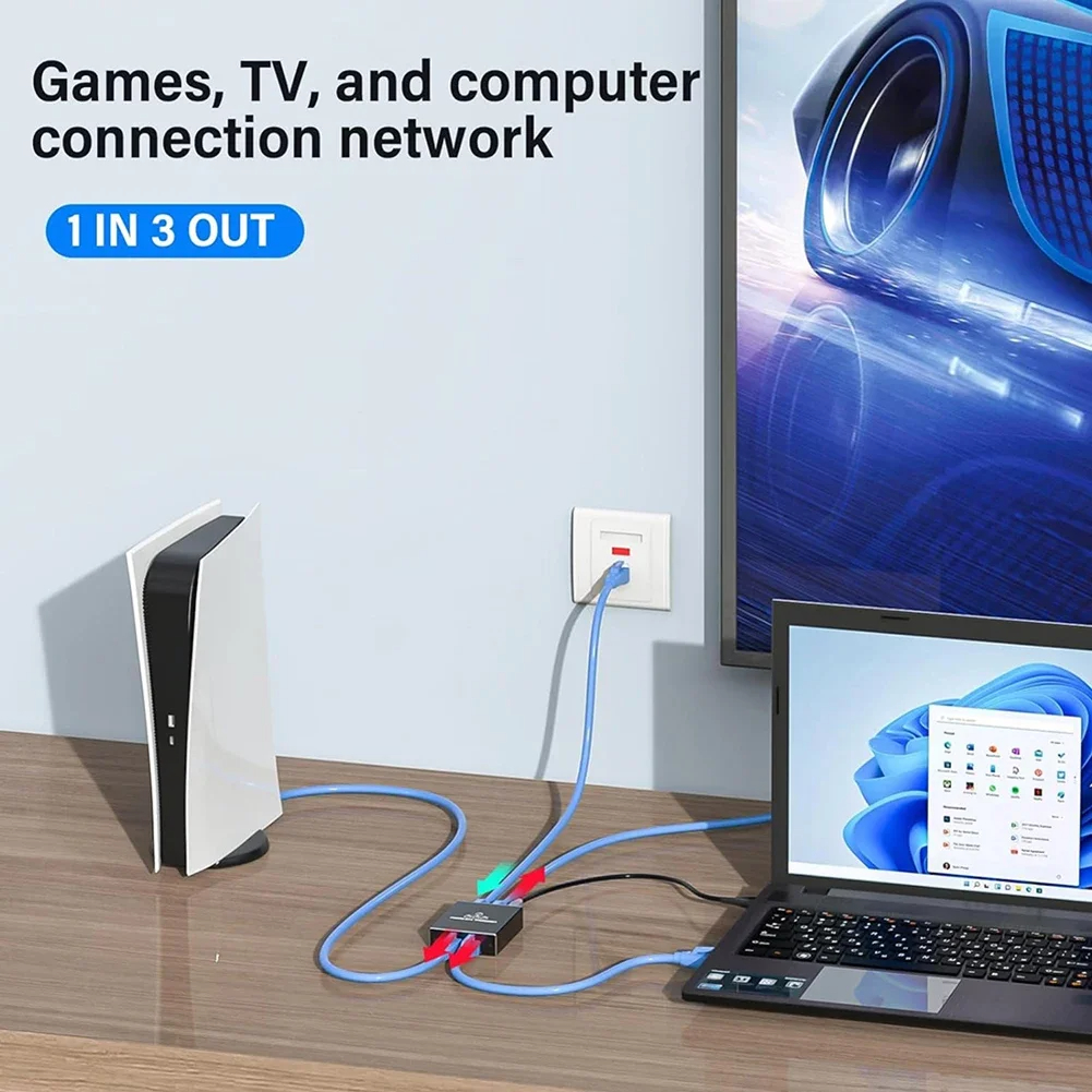 (Local Seller) 1000Mbps 1 in 4 Out Ethernet Adapter 1 to 2/3/4 RJ45 LAN ...