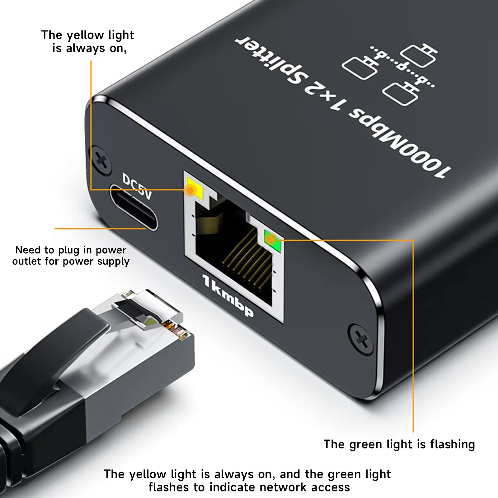 (Local Seller) 1000Mbps 1 in 4 Out Ethernet Adapter 1 to 2/3/4 RJ45 LAN ...