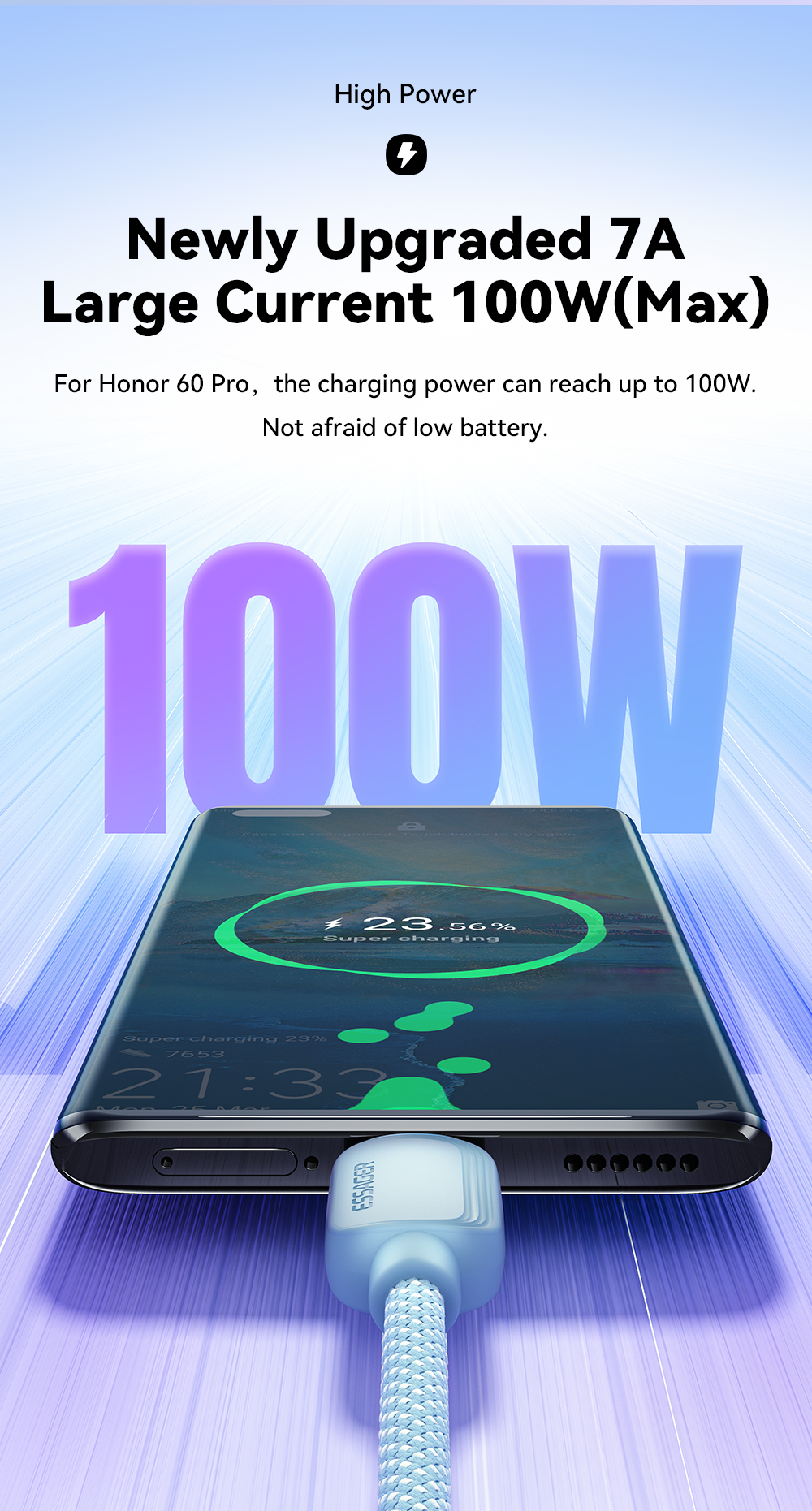 Essager 100W 7A USB To Type C Fast Charging Cable 4 Colors Match Velcro ...