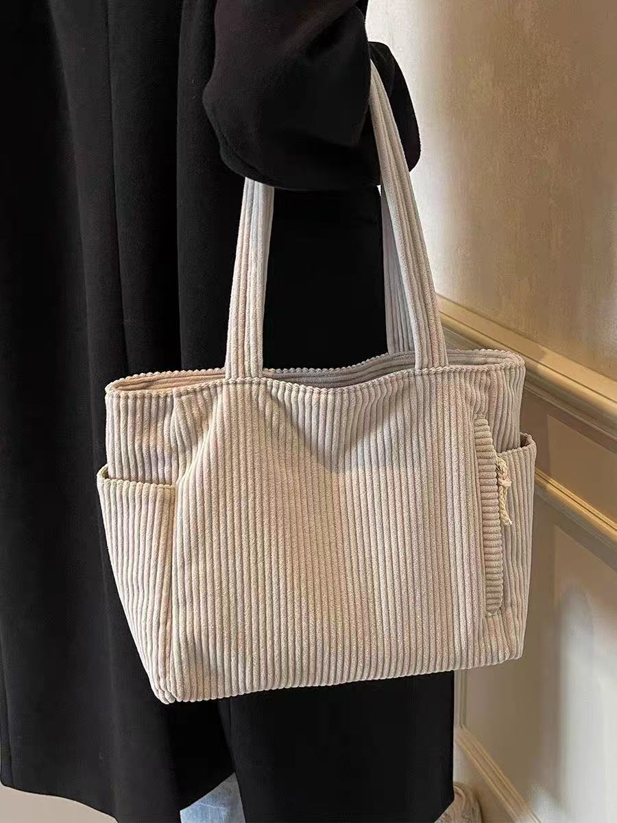 Corduroy Canvas Bag New Large-capacity Shoulder Bag Students Class Hand ...