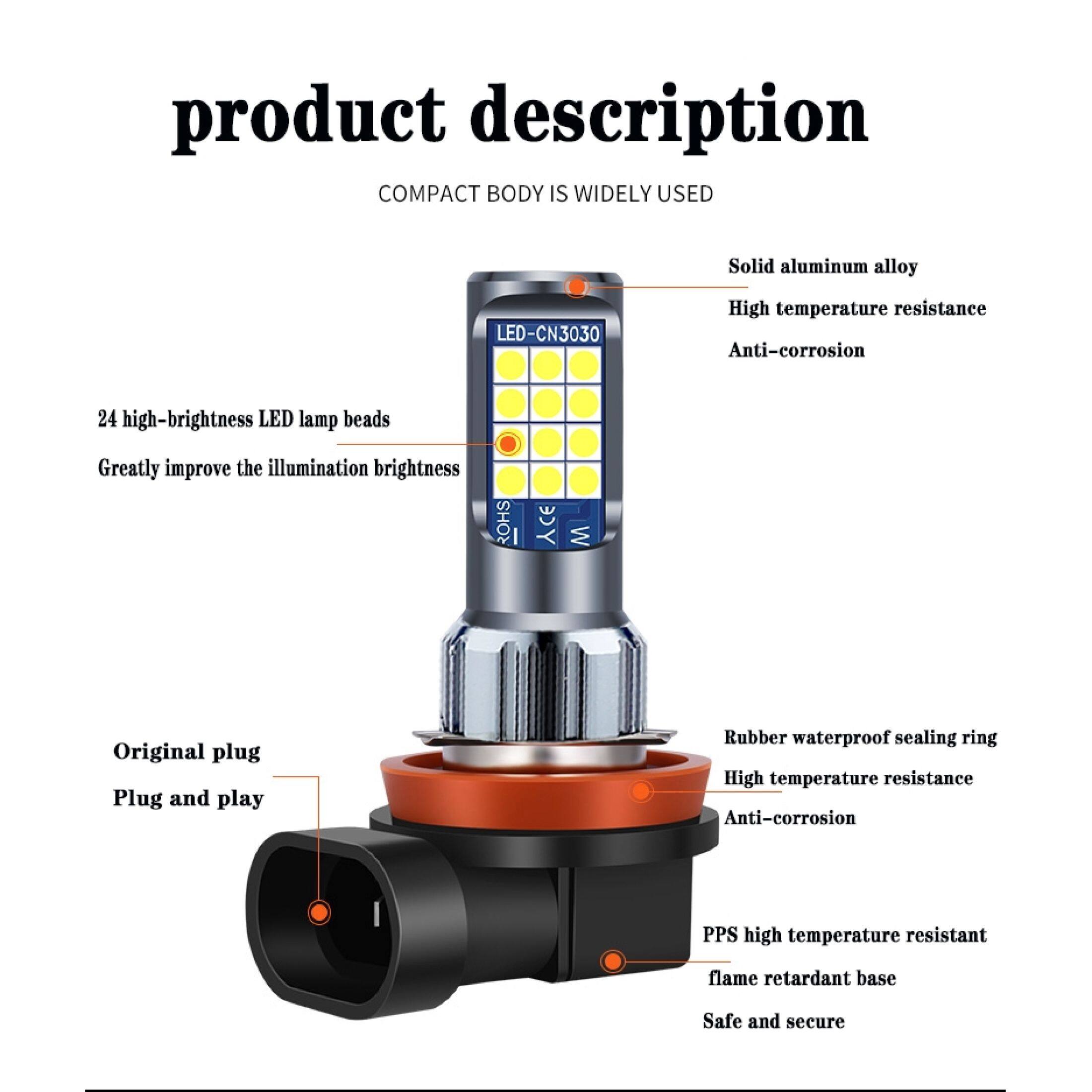 【2Pcs】 24Led Dual Color Car Led Fog Lamp H3 Led Bulb H4 H7 H11 H8 Super ...