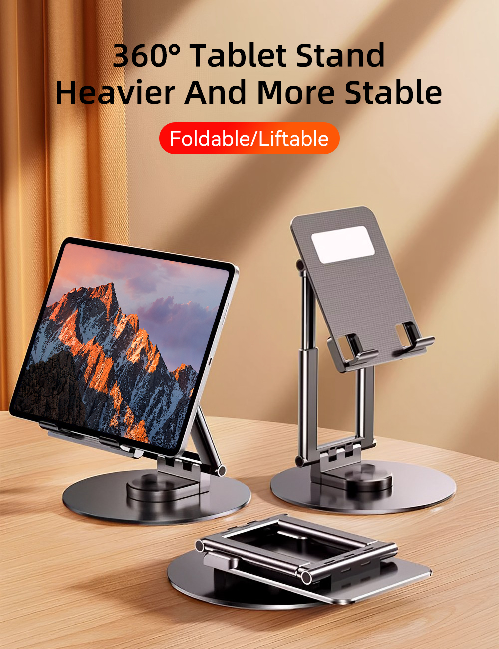 Liftable Lazy Stand Metal Table Foldable Stand for iPhone Pad Cellphone ...