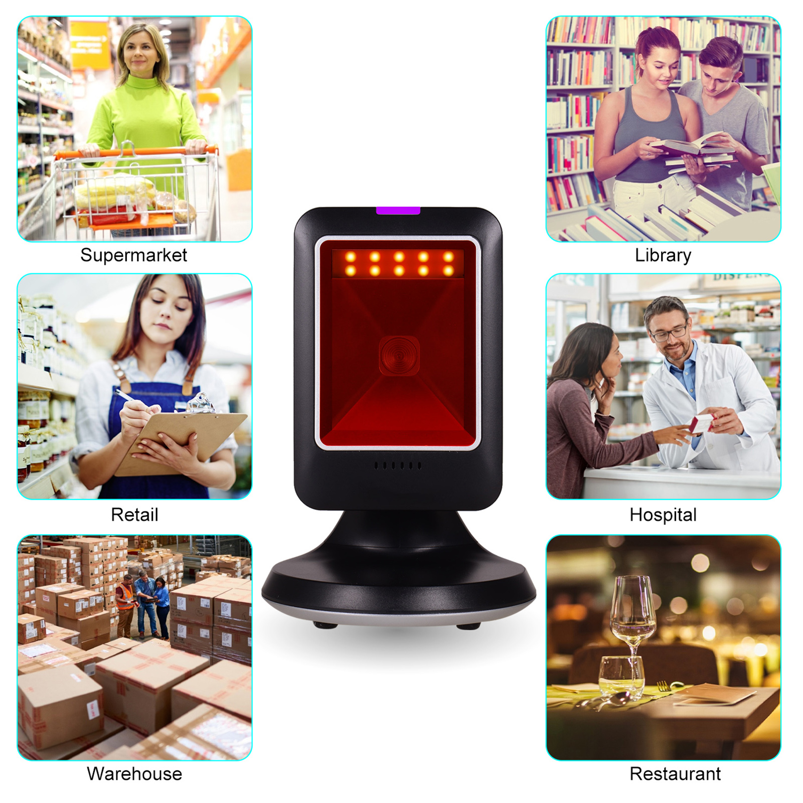 【Local】MP6300IR 1D 2D QR Desktop USB Wired Barcode Platform Scanner ...