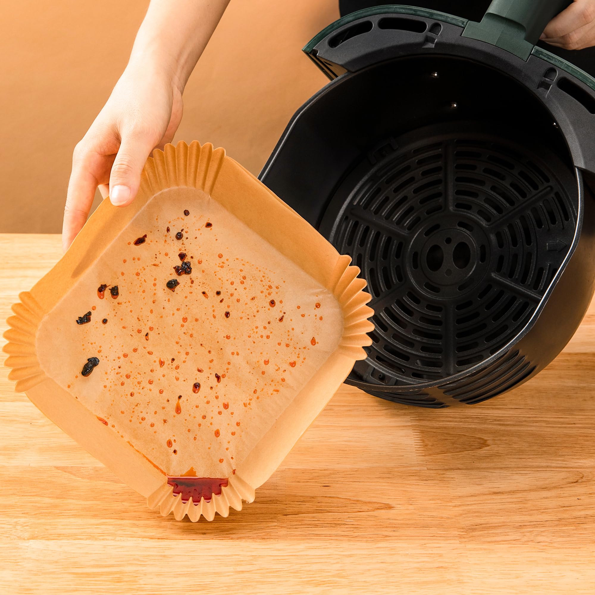 100 pieces of oil-free frying pan mats, square oil-free frying pan ...