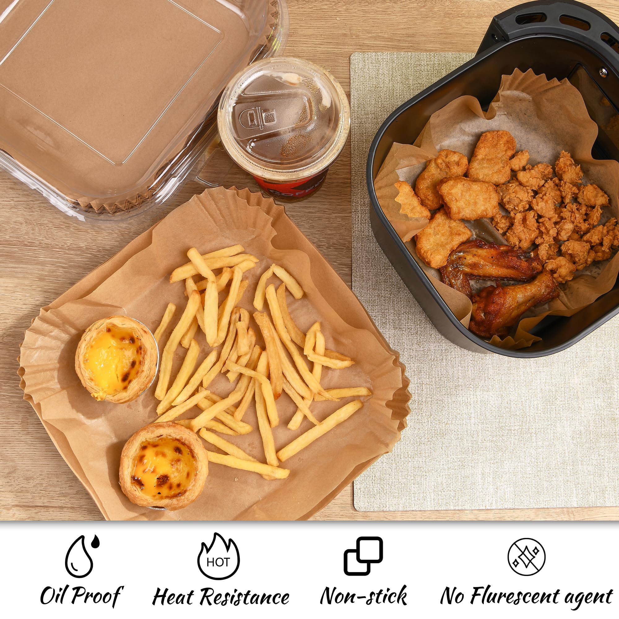 100 pieces of oil-free frying pan mats, square oil-free frying pan ...