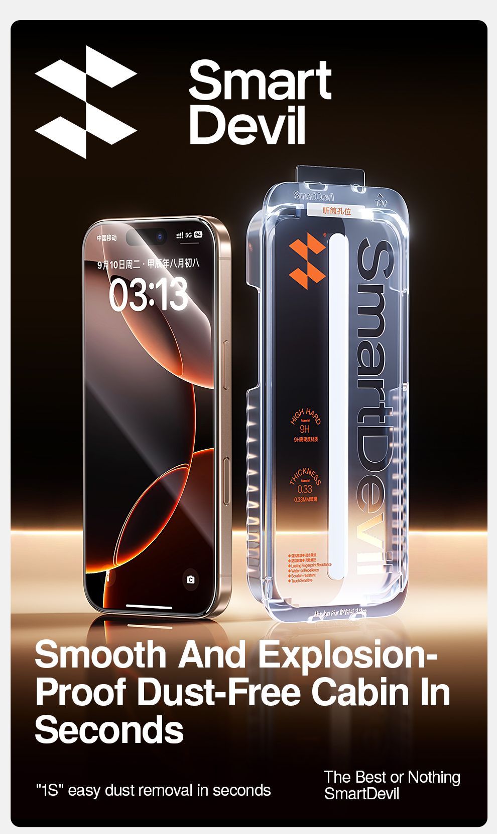 SmartDevil Full Screen 2-Strength Super Smooth Dustproof Tempered Glass For iPhone15/14Promax/13 ...