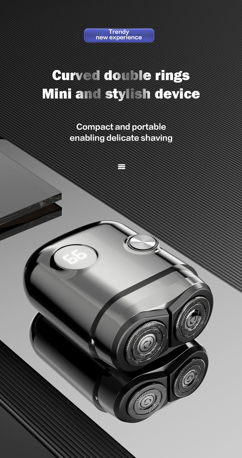 German Imported Men's Digital Dual Head Floating Shaver Mini Portable ...