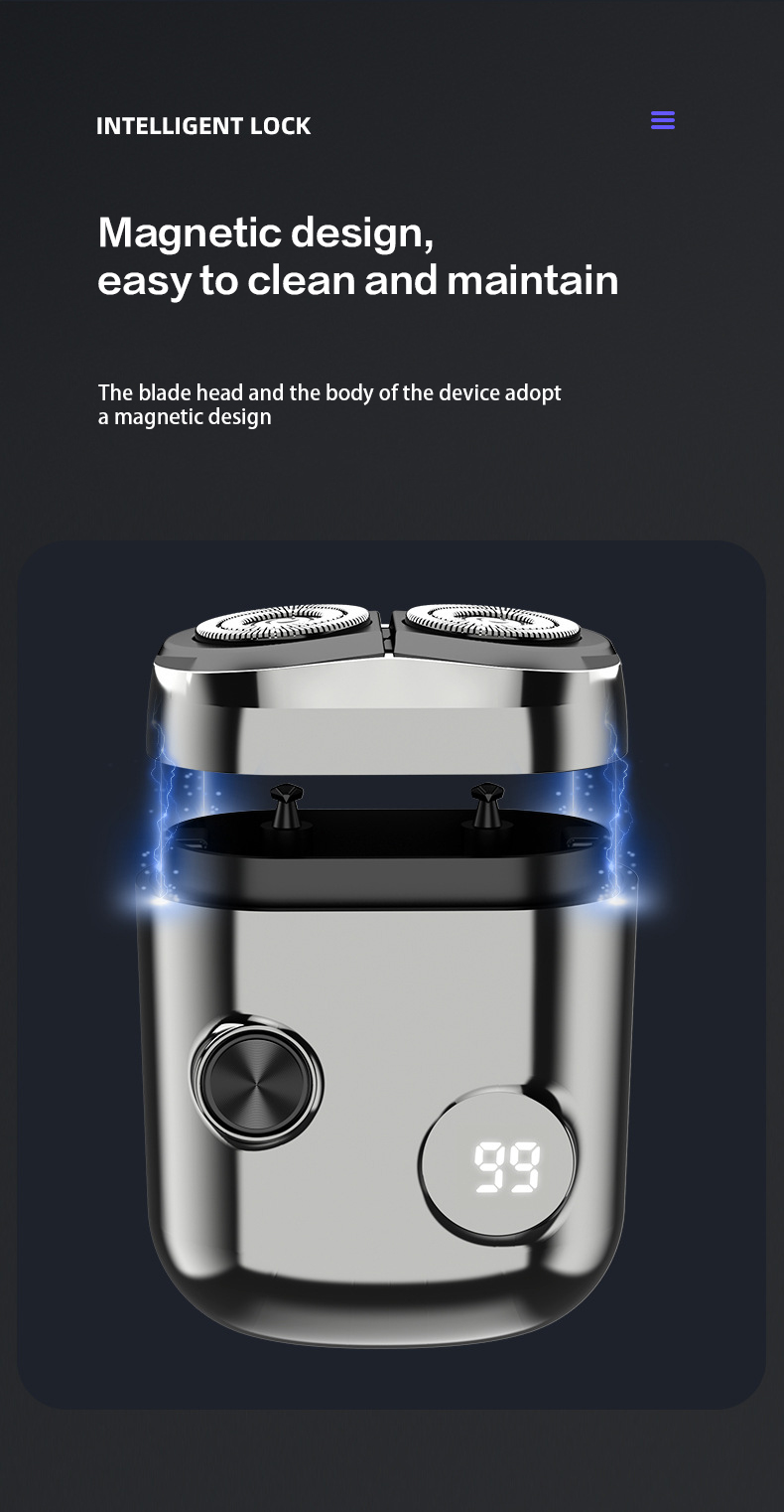 German Imported Men's Digital Dual Head Floating Shaver Mini Portable ...