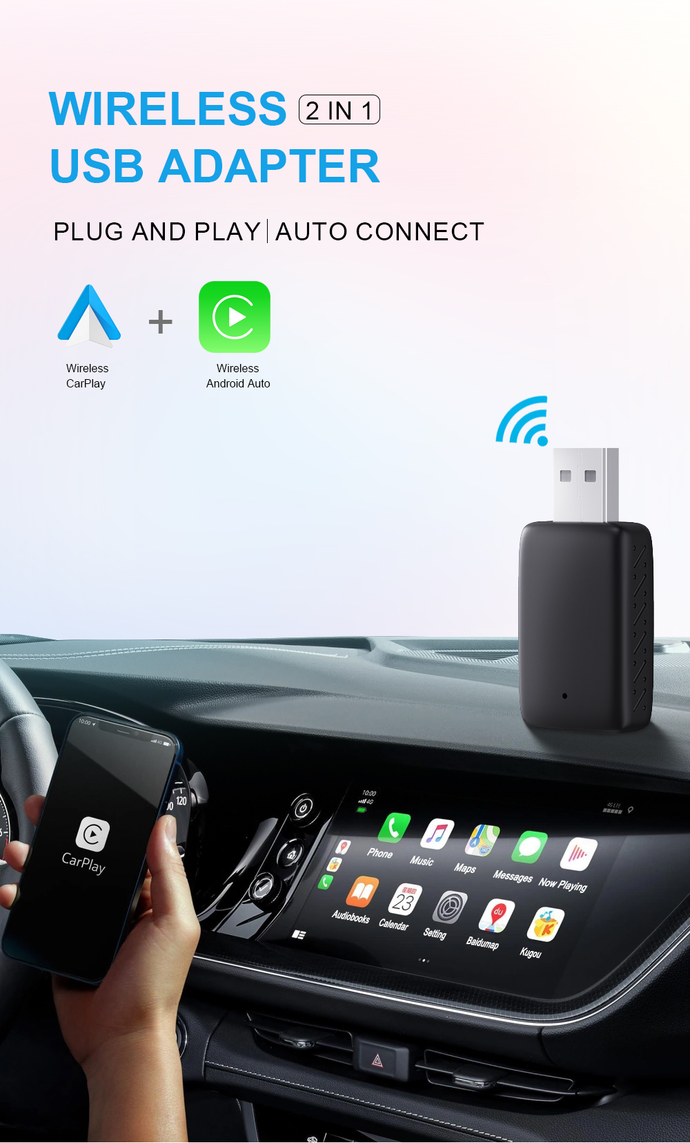 XUDA Smart Box Wireless Carplay And Android Auto 2in1 Adapter With USB ...