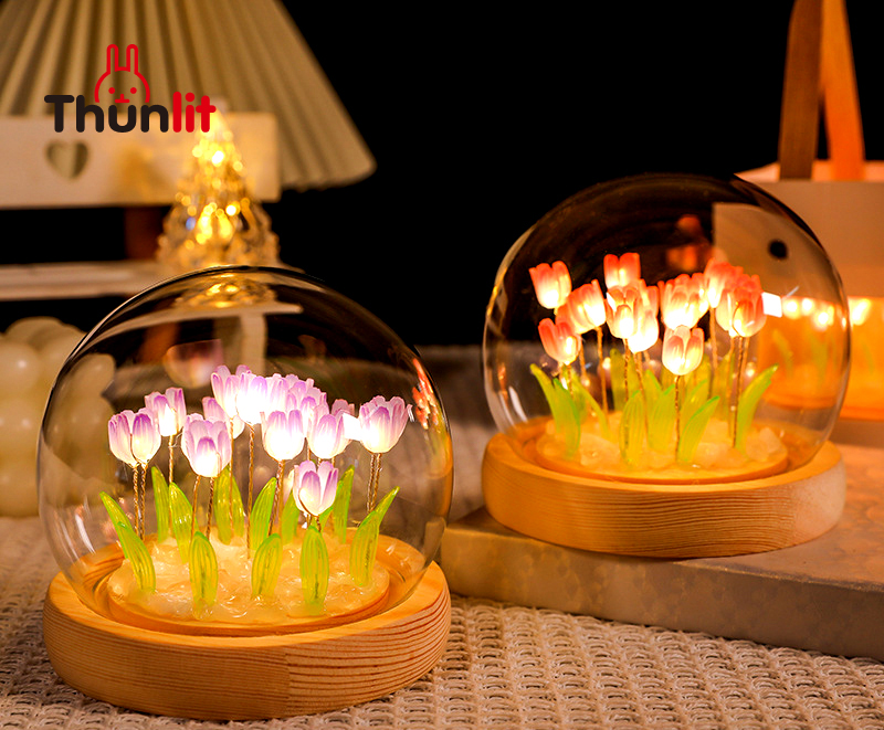 Thunlit Tulip Light Lamp 9-flower DIY Tulips Night Light Gifting ...