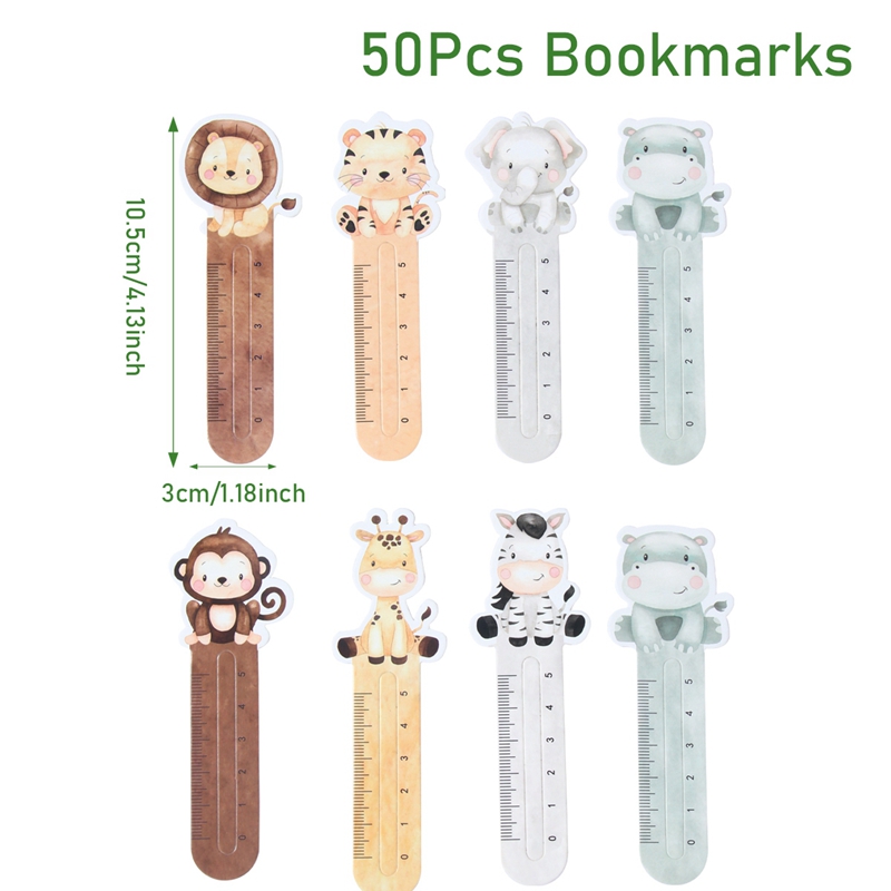 50pcs Jungle Animals Bookmarks Ruler Cute Animals Book Birthday Gift ...