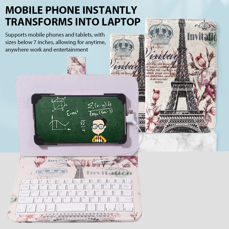 Portable Type-C/Micro-Usb Wired Keyboard Mouse Set with Leather Cove ...