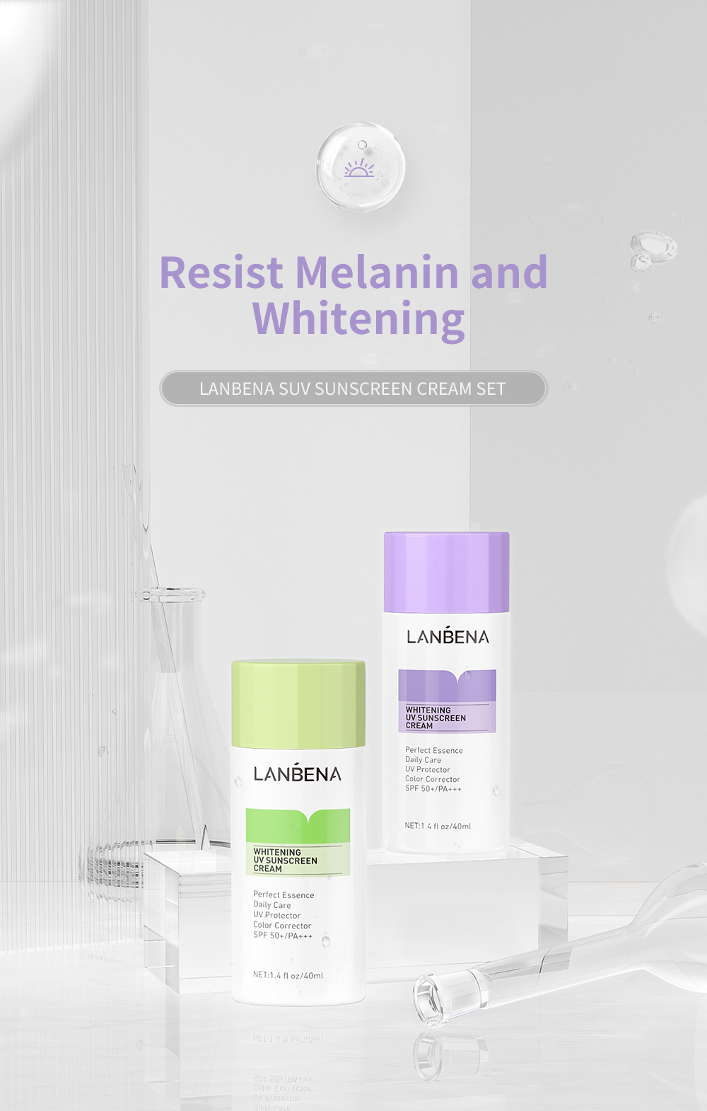 LANBENA Sunscreen Cream Spf50+ /PA+++ Purple Whitening Uv Whitening ...