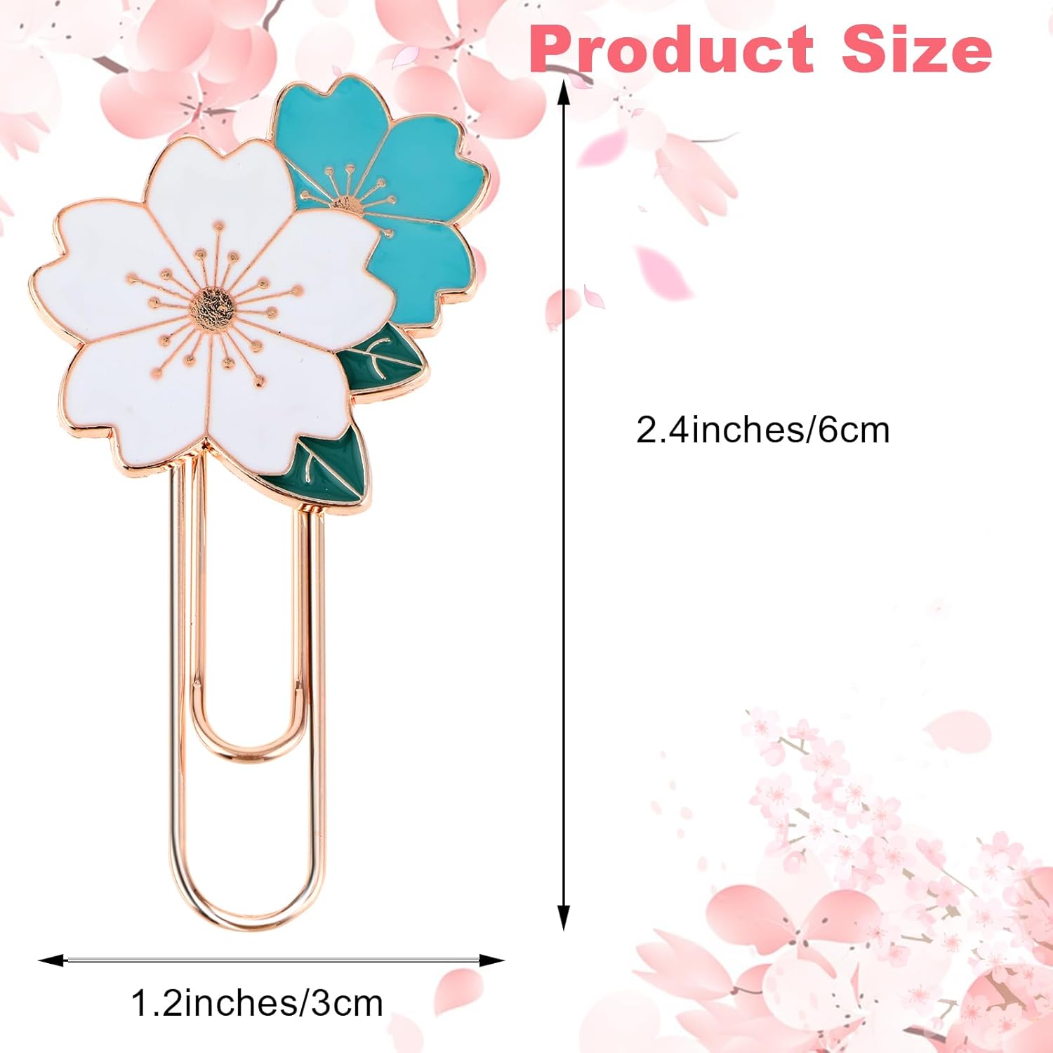7PCS Cherry Blossom Bookmark, Cute Girly Metal Sakura Fancy Paper Clips, Sunflower Daisy ...