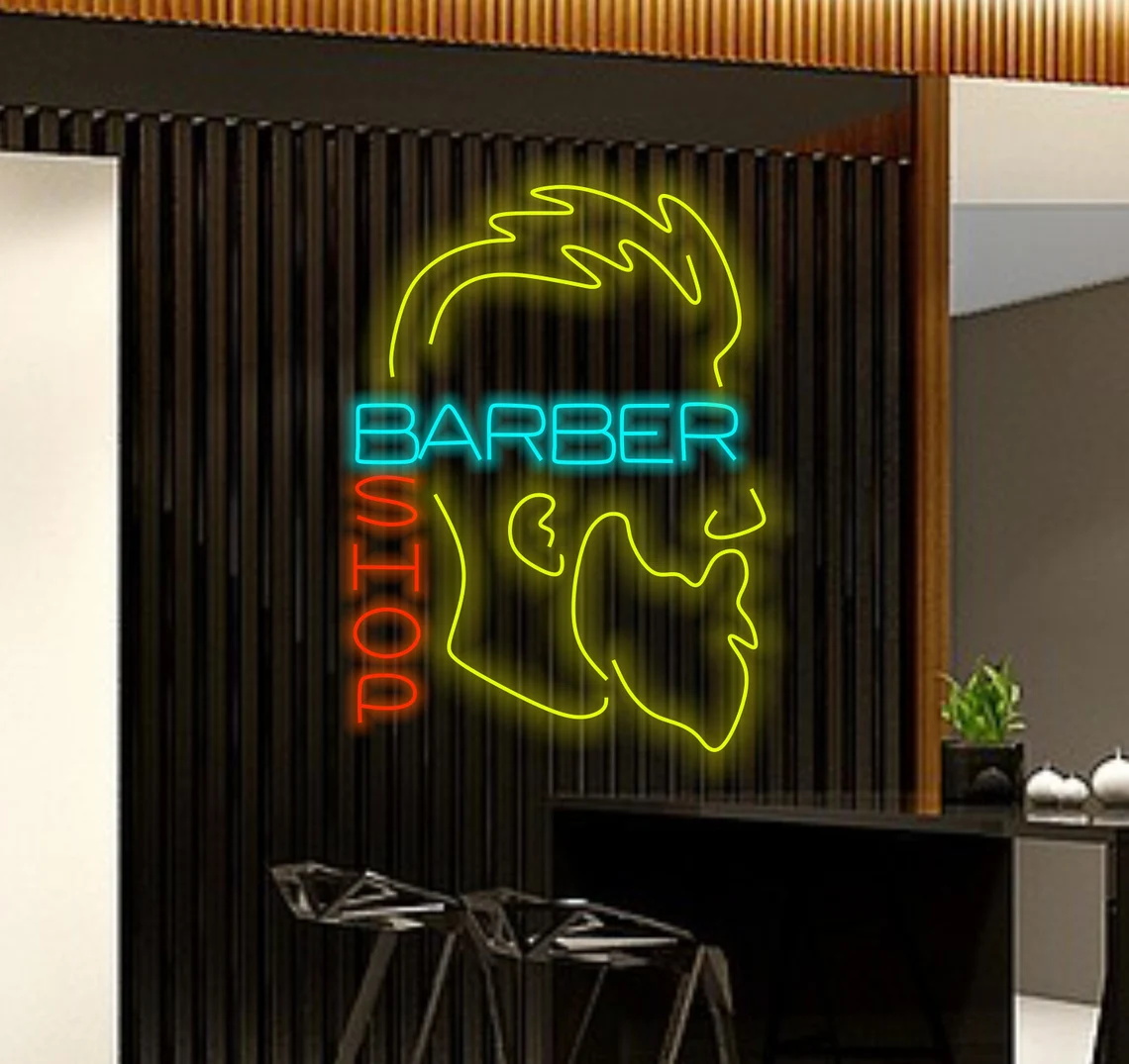 Neon Sign For Barber Shop, Custom Barbershop Neon, Vintage Barber Neon ...