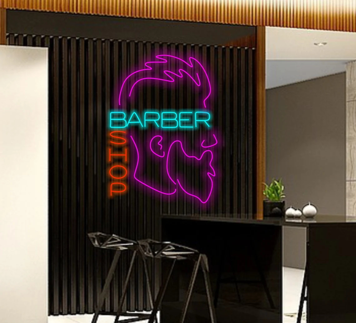 Neon Sign For Barber Shop, Custom Barbershop Neon, Vintage Barber Neon ...
