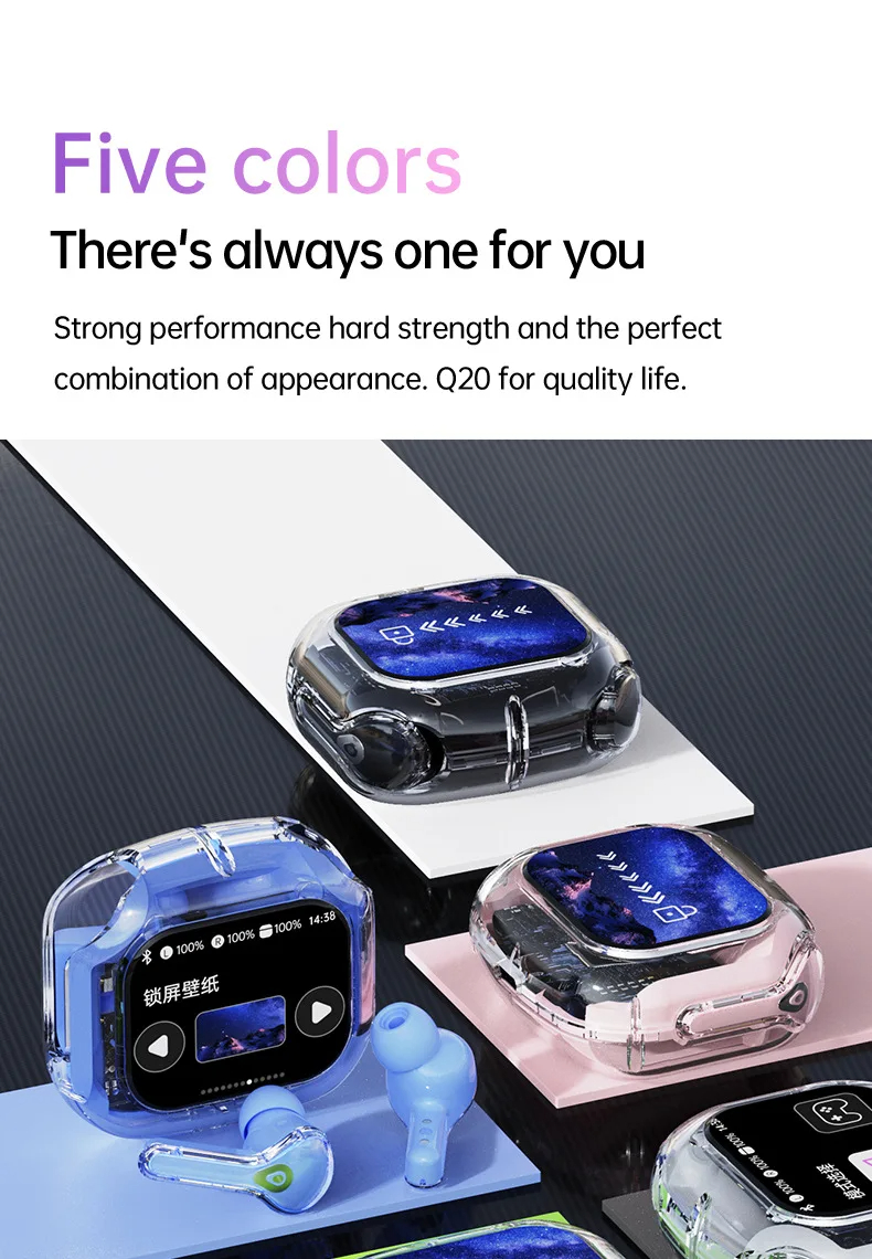 Air Max TWS Full Color Touch Screen Earbuds Transparent Wireless ...