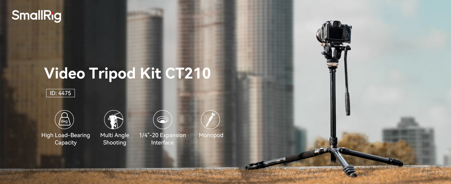 SmallRig Professional Camera Tripod, 75" Video Monopod with +/-15 ...