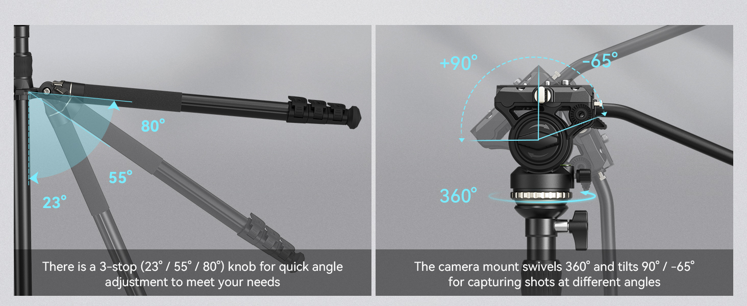 SmallRig Professional Camera Tripod, 75" Video Monopod with +/-15 ...