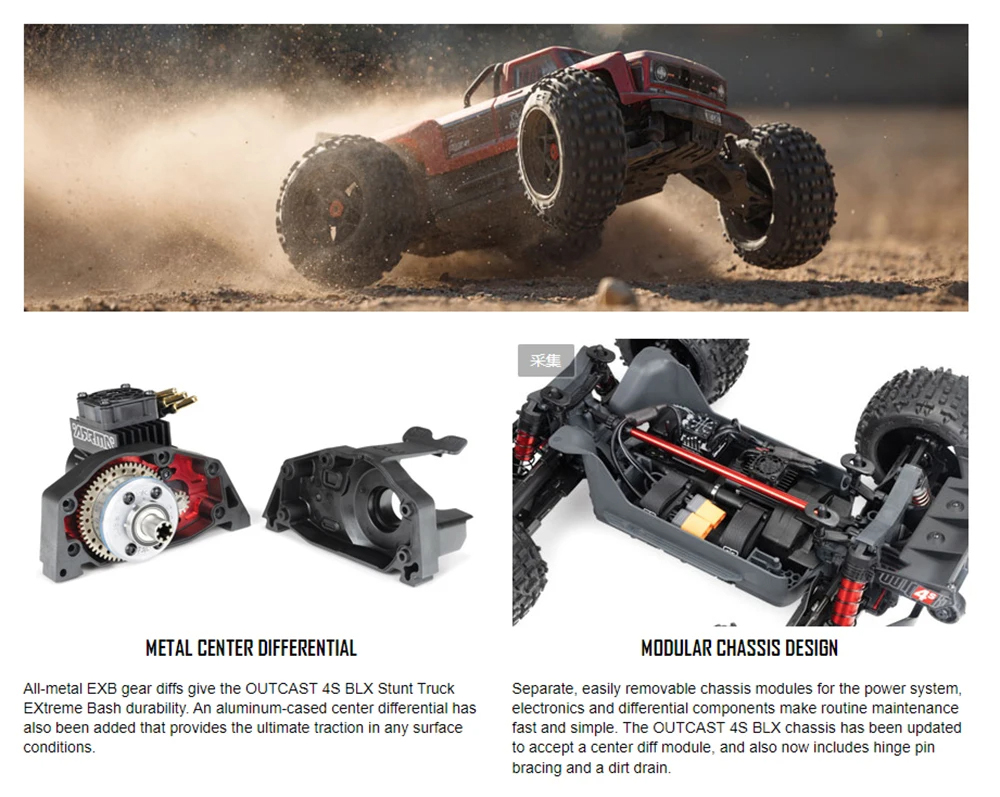 ARRMA 1/10 OUTCAST V2 ARA4410V2 4S Brushless 1:10 RC Electric Remote ...