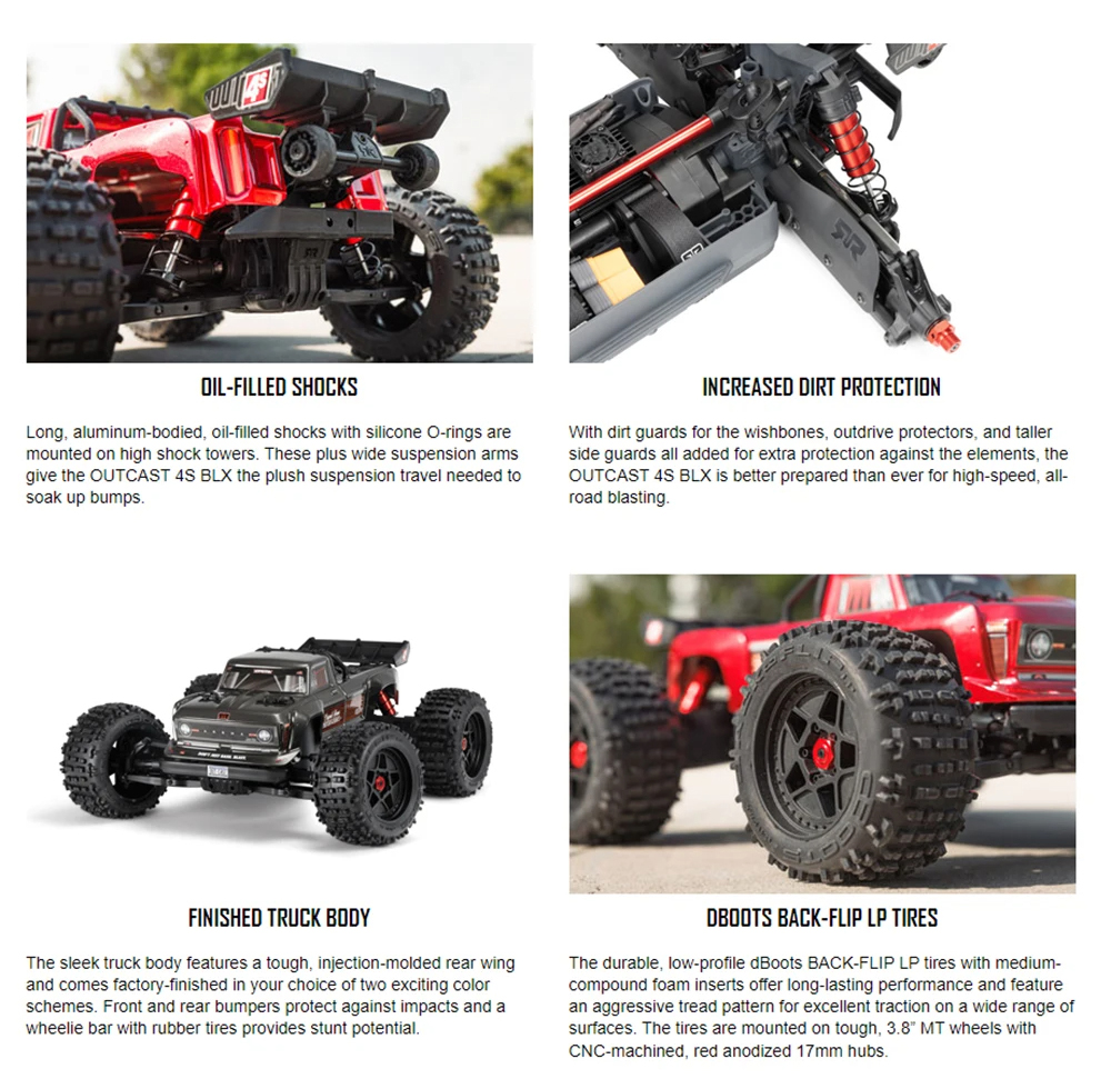 ARRMA 1/10 OUTCAST V2 ARA4410V2 4S Brushless 1:10 RC Electric Remote ...