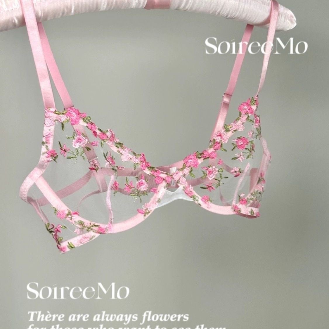 Super beautiful floral thorn sweet sexy mesh push up bra set fresh ...