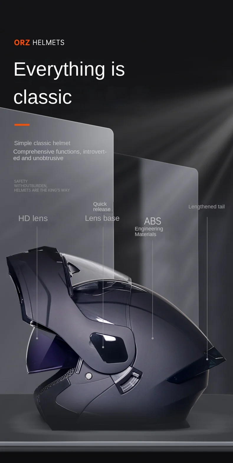 New ORZ motorcycle facelift helmet with dual mirror film head helmet ...