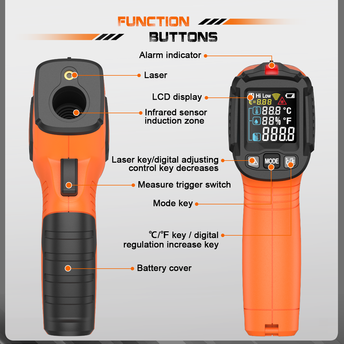 HOMTOOLS HM302 Temperature Meter Infrared Thermometer Infrared ...