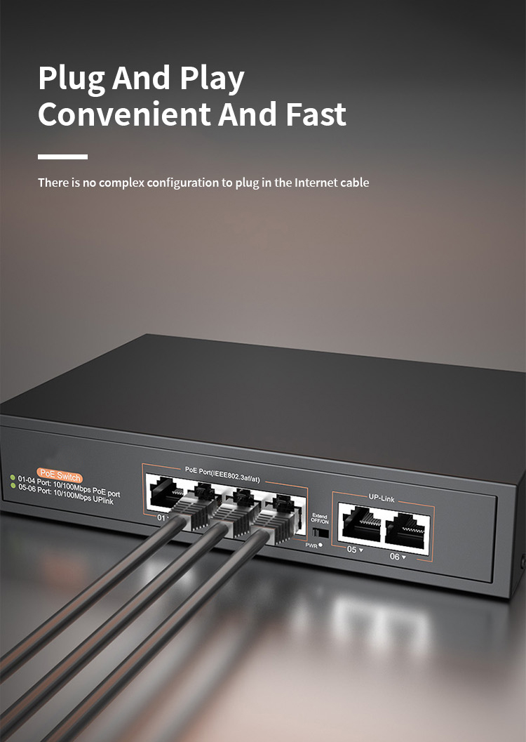 Gigabit POE power supply switch standard 4 port POE switch 48V network ...