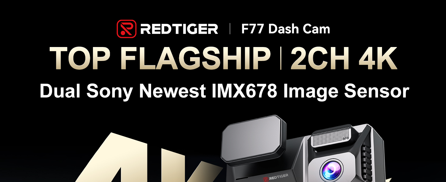REDTIGER F77 4K+4K HDR Dash Cam Front and Rear, Dual STARVIS 2 IMX678 ...