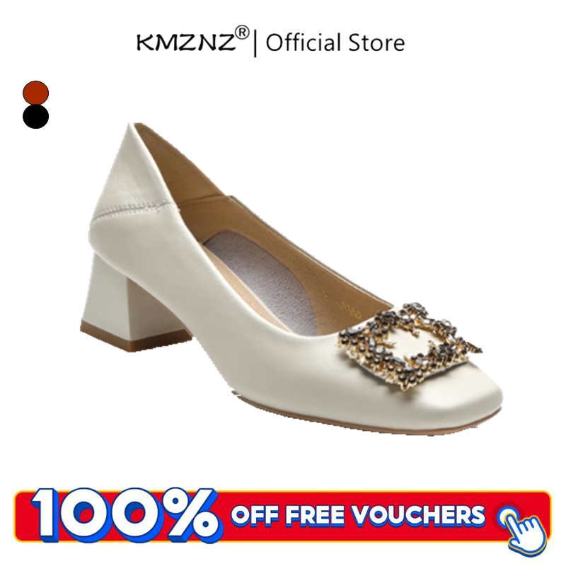 KMZNZ Fashion Office Dress Shoes with Buckle Block Heel High Heels Work ...