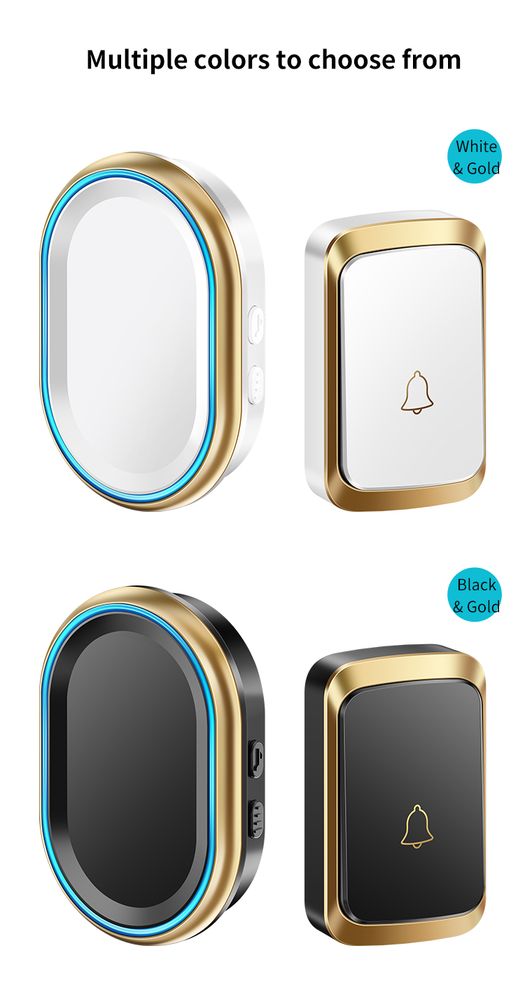 Waterproof intelligent wireless doorbell, call bell,door chime with LED flashing light/60 ...