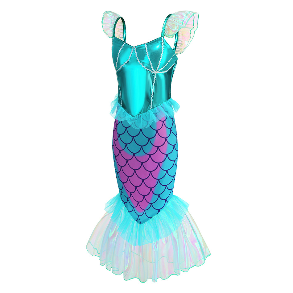 Children Ariel The Little Mermaid Sling Flying Sleeve Fishtail Skirt ...
