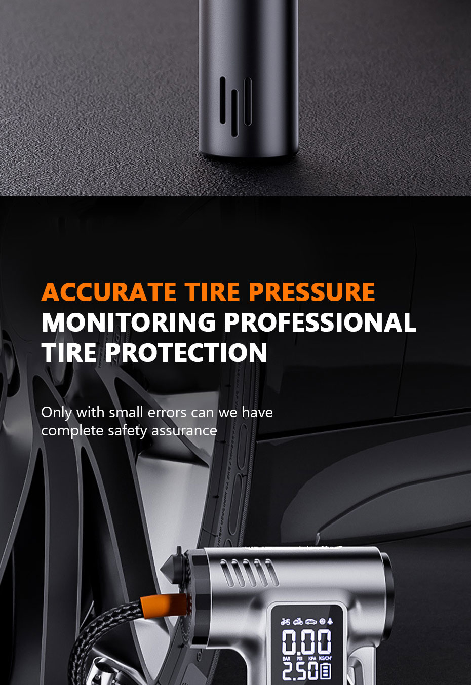 SEAMETAL Car Wireless Inflatable Pump Digital Display Portable ...